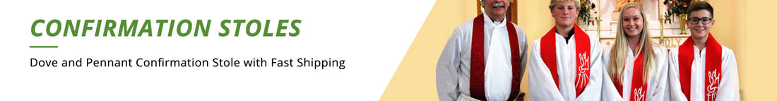 Descending Dove White / Red Catholic Confirmation Stoles | IvyRobes ...