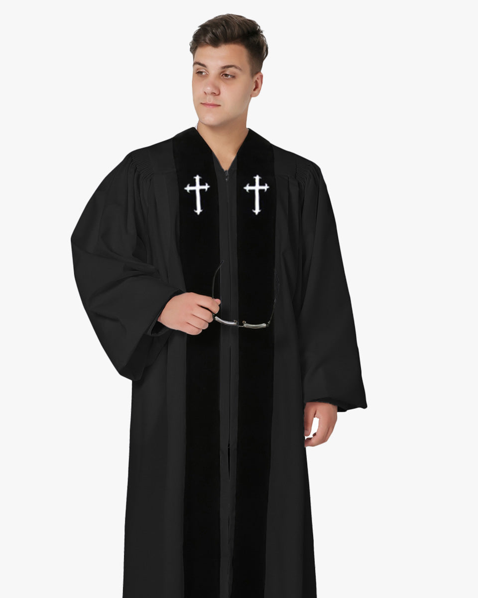 Custom Black Clergy Robes with Cross for Women and Men – Ivyrobes